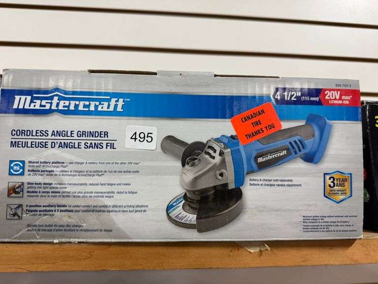 MASTERCRAFT 20V ANGLE GRINDER - Shackelton Auctions Inc.