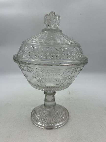 EARLY PRESSED GLASS COMPOTE - Shackelton Auctions Inc.