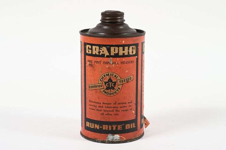 CTC GRAPHO IMP PINT CONE TOP PAPER LABEL CAN - Shackelton Auctions Inc.