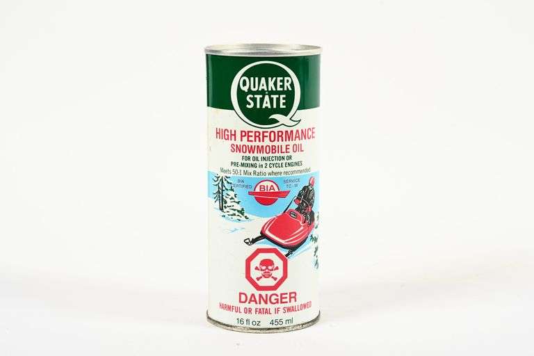 QUAKER STATE HIGH PERFORMANCE SNOWMOBILE OIL 16 OZ CAN BANK ...