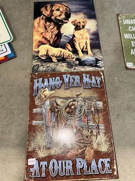 2 MODERN TIN SIGNS - 12"X16 - Shackelton Auctions Inc.