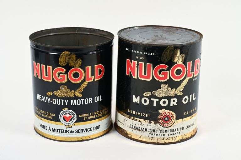 2 CTC NUGOLD MOTOR OIL IMP GALLON CANS - Shackelton Auctions Inc.