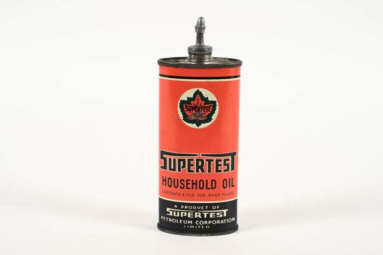 EARLY SUPERTEST HOUSEHOLD OIL 4 OZ OILER - Shackelton Auctions Inc.