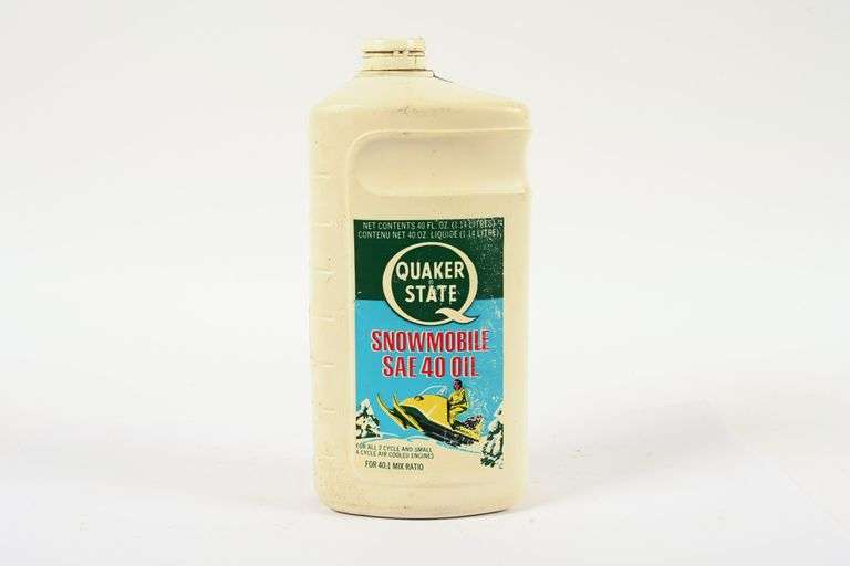 QUAKER STATE SNOWMOBILE MOTOR OIL PLASTIC QT JUG - Shackelton Auctions Inc.
