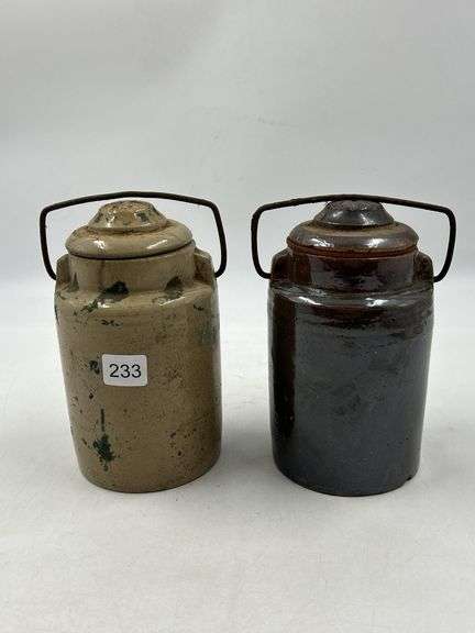 2 LONDON GLASS BROS & CO. STONEWARE QT CLAMP FRUIT JAR - Shackelton ...