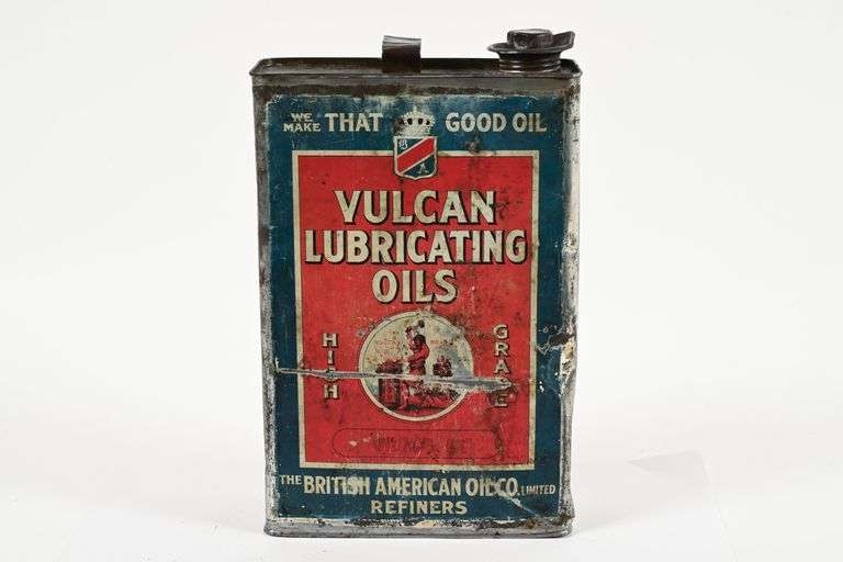 RARE EARLY VULCAN LUBRICATING OILS CYLINDER OIL IMP GALLON CAN ...
