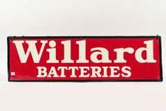 WILLARD BATTERIES EMBOSSED SST SIGN - Shackelton Auctions Inc.