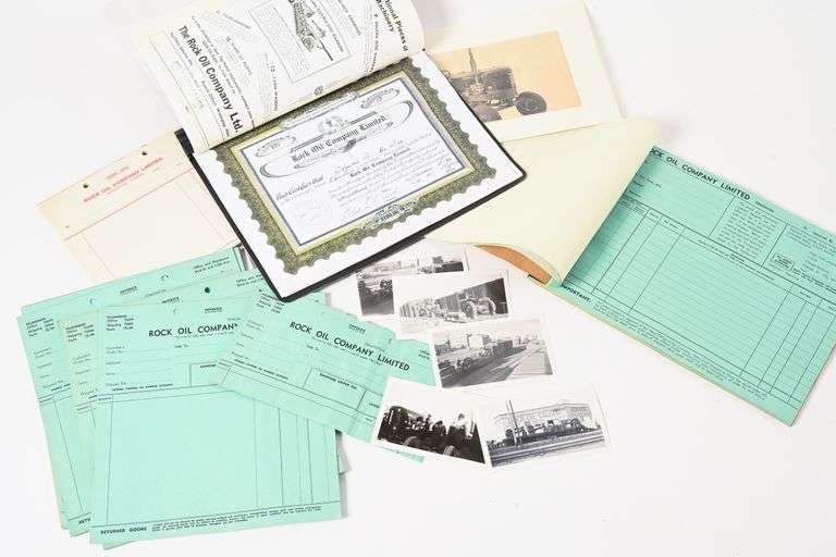 GROUP OF ROCK OIL COMPANY INVOICES, CREDIT NOTES, ORDER FORMS, ROCKOL ...