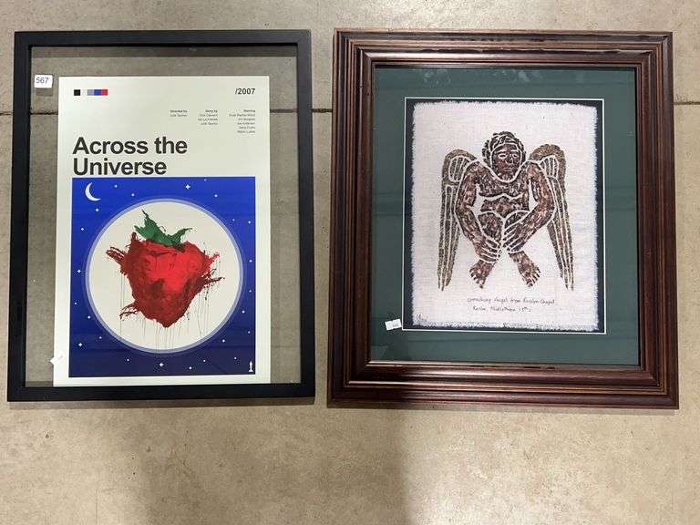 FRAMED CLOTH RUBBING ANGEL AND FRAMED ACROSS THE UNIVERSE POSTER - 18 ...