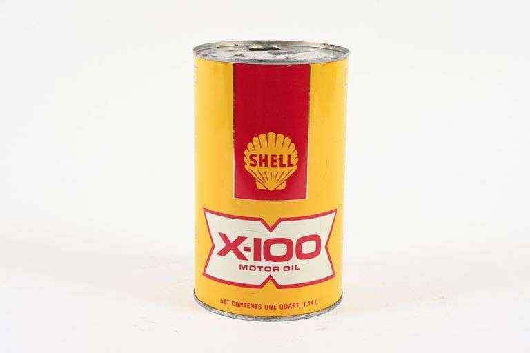 SHELL X-100 MOTOR OIL IMPERIAL QUART CAN - Shackelton Auctions Inc.