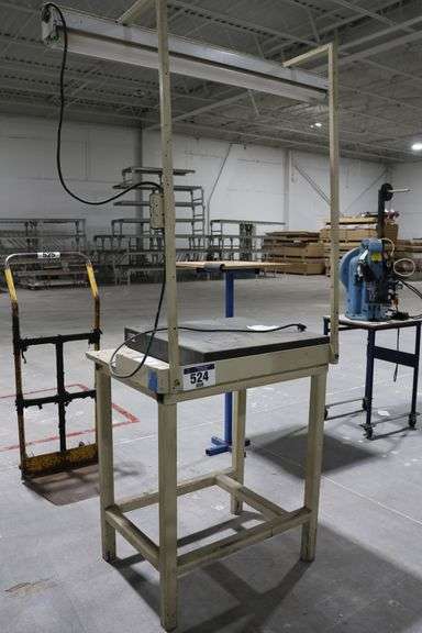 METAL WORK STATION WITH LIGHT 33"X26"X84" AND GRANITE SURFACE PLATE ...