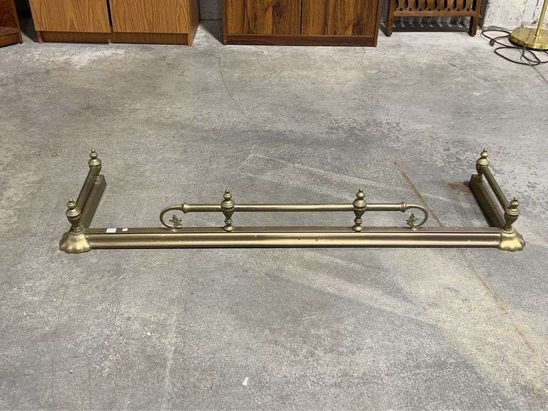 BRASS FIREPLACE HEARTH RAIL 52"X15" - Shackelton Auctions Inc.