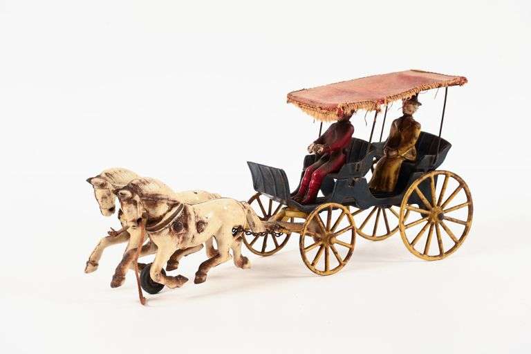 EARLY CAST HORSE DRAWN CARRIAGE WITH DRIVER AND PASSENGER - Shackelton ...