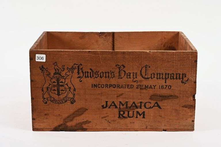 HUDSON'S BAY COMPANY JAMAICA RUM WOODEN CRATE - Shackelton Auctions Inc.