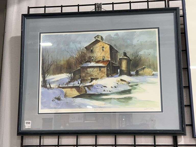 FRAMED NUMBERED AND SIGNED JOHN JOY "BRITTON'S MILL" WATER PRINT - 26 ...