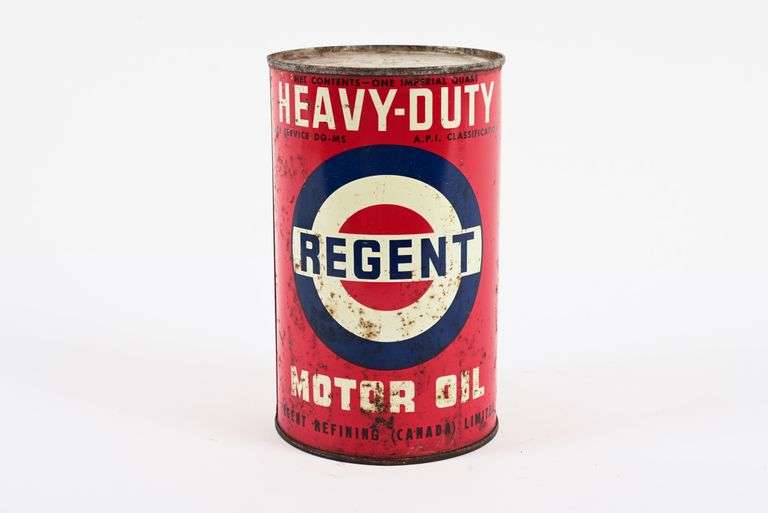 REGENT HEAVY-DUTY MOTOR OIL IMPERIAL QUART CAN - Shackelton Auctions Inc.