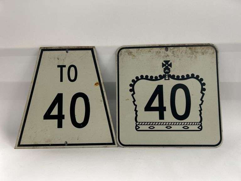 PAIR OF HIGHWAY 40 REFLECTIVE ROAD SIGNS - 18"X18" - Shackelton ...