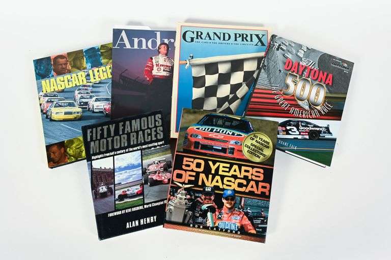 GROUP OF RACING BOOK WITH SIGNED MARIO ANDRETTI BOOK - Shackelton ...
