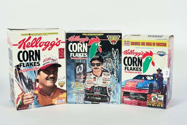 3 KELLOGG'S CORN FLAKES NASCAR BOXES - Shackelton Auctions Inc.