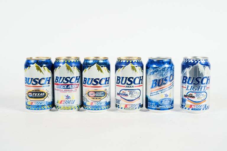 6 NASCAR BUSCH BEER CANS - Shackelton Auctions Inc.