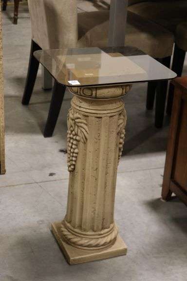PEDESTAL GLASS TOP STAND - Shackelton Auctions Inc.