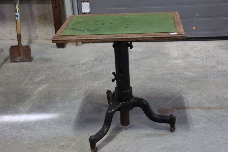 FELT TOP TABLE WITH CAST BASE - Shackelton Auctions Inc.
