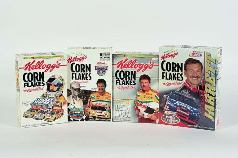 4 KELLOGG'S CORN FLAKES NASCAR BOXES - Shackelton Auctions Inc.