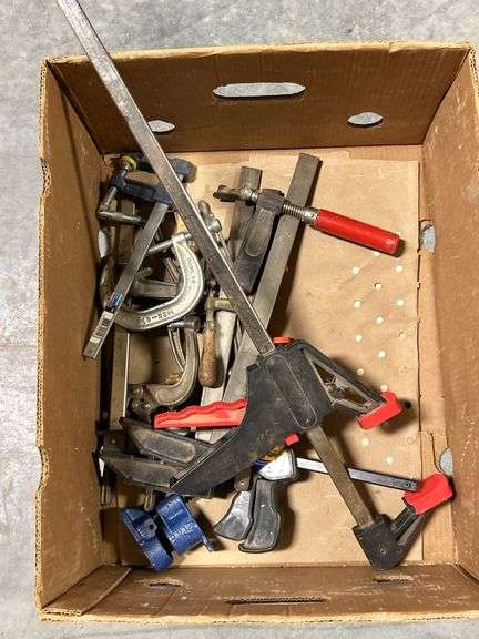 BOX OF ASSORTED CLAMPS - Shackelton Auctions Inc.
