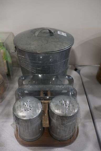 ICE BUCKET, SALT AND PEPPER, NAPKIN HOLDER - Shackelton Auctions Inc.