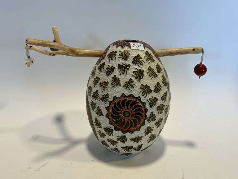 TALKING EARTH PAINTED POTTERY VASE - Shackelton Auctions Inc.