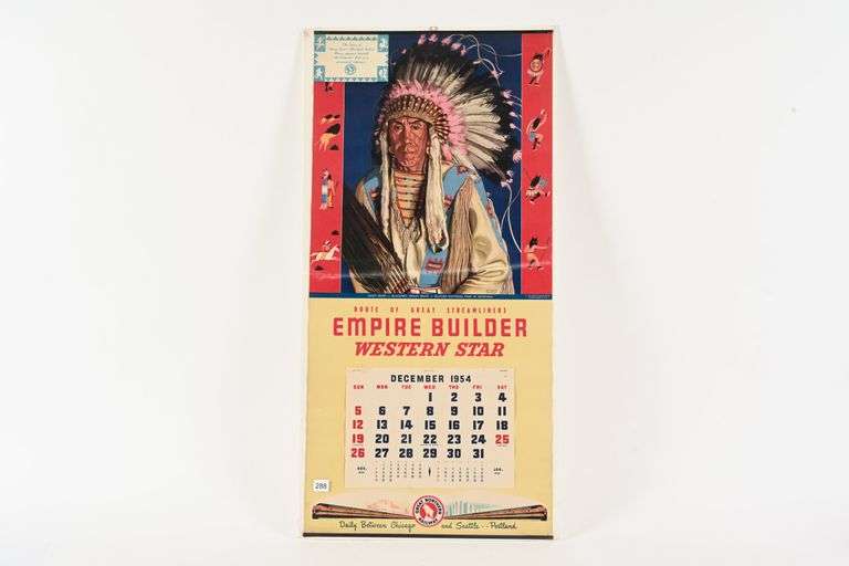 1954 EMPIRE BUILDER WESTERN STAR GREAT NORTHERN RAILWAY CALENDAR ...