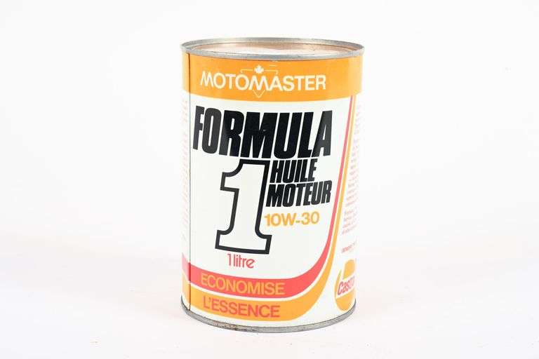 MOTOMASTER FORMULA 1 MOTOR OIL LITRE CAN - FULL - Shackelton Auctions Inc.