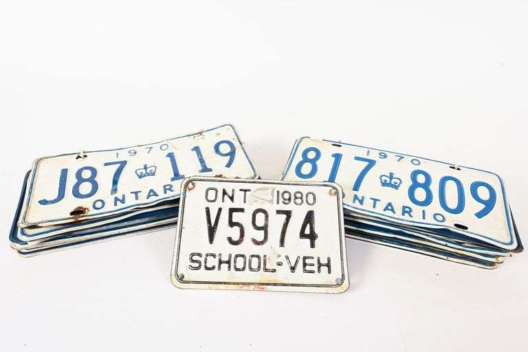 LARGE LOT OF 1970'S ONTARIO LICENSE PLATES - Shackelton Auctions Inc.