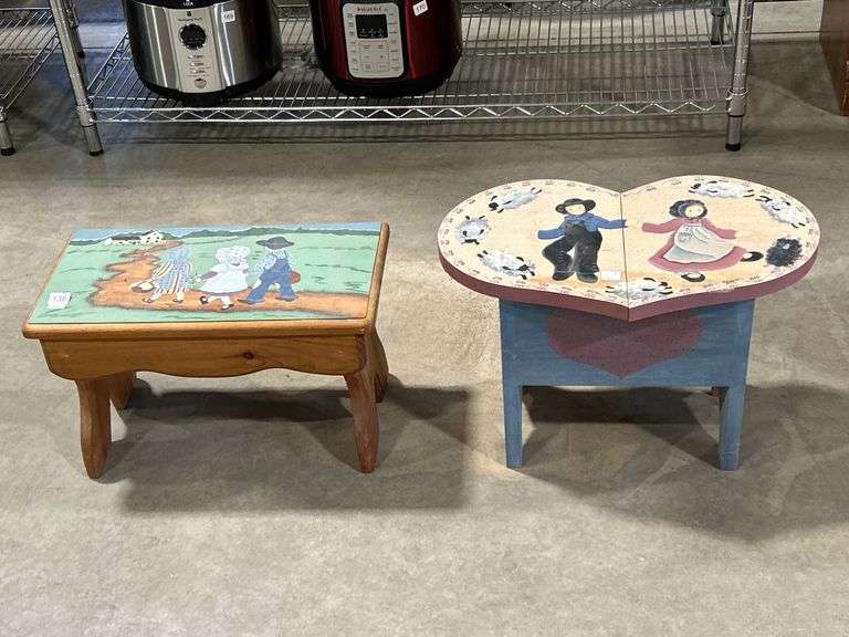 2 PAINTED PINE STOOLS - Shackelton Auctions Inc.