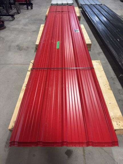 LOT OF (35) SHEETS RED STEEL SIDING ROOFING 16FT X 3FT 1,680 SQFT ...
