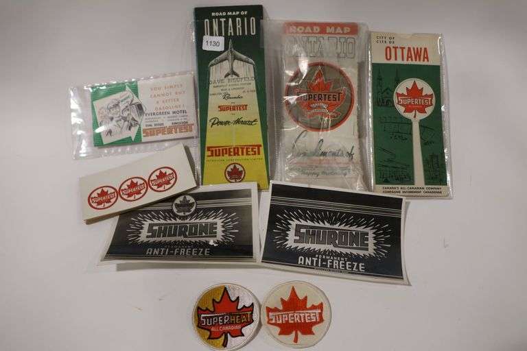 GROUP OF SUPERTEST ROAD MAPS, INK BLOTTER, DECALS AND PATCH ...