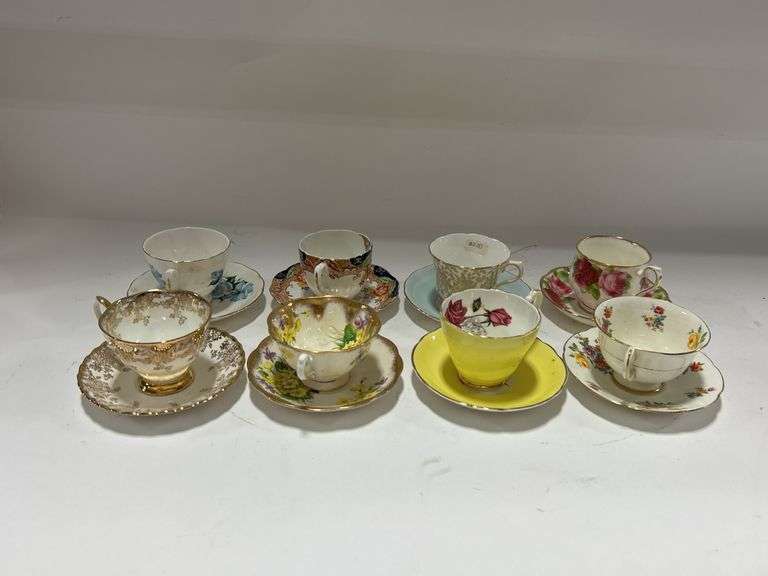 EIGHT ASSORTED TEA CUPS AND SAUCERS - Shackelton Auctions Inc.
