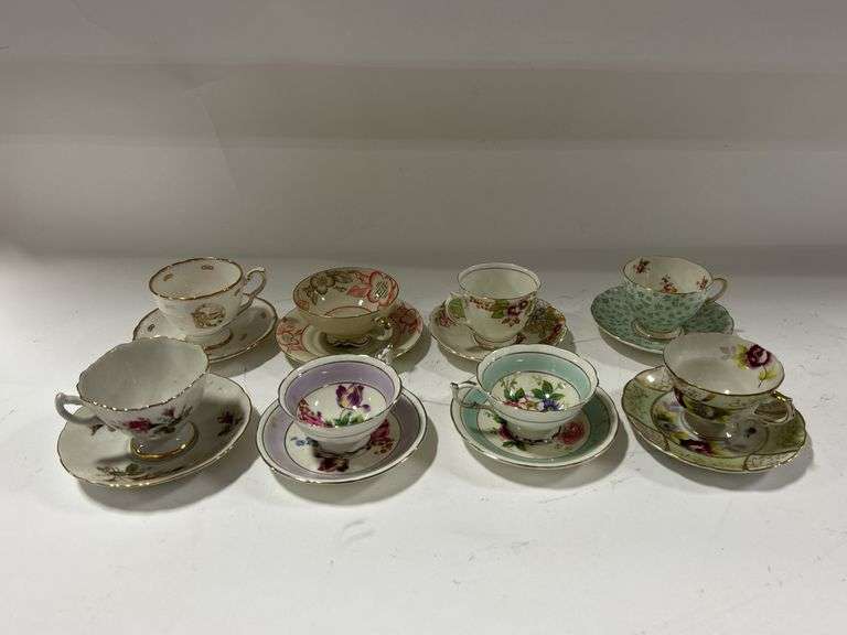 EIGHT ASSORTED TEA CUPS AND SAUCERS - Shackelton Auctions Inc.