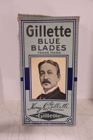 GILLETTE BLUE BLADES CARDBOARD PRODUCT BOX - Shackelton Auctions Inc.