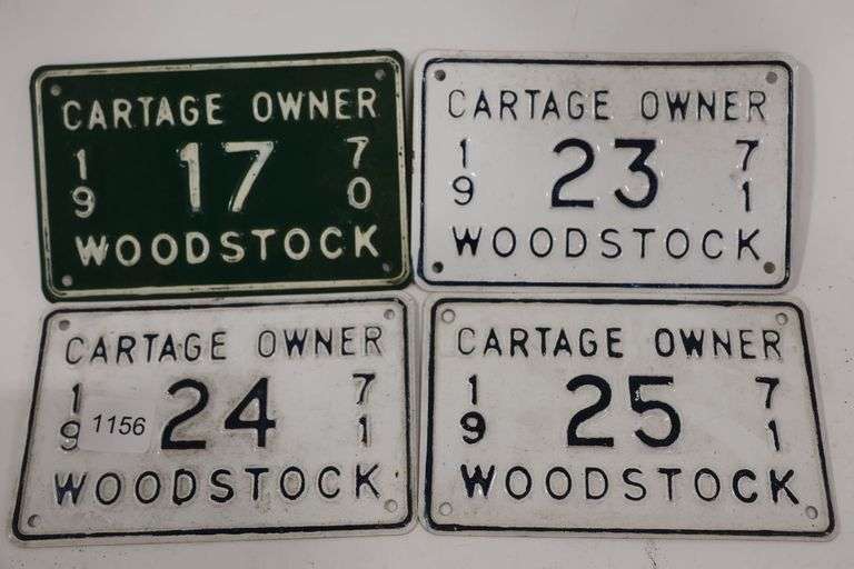 1970 AND 71 WOODSTOCK CARTAGE OWNER LICENSE PLATES - Shackelton ...