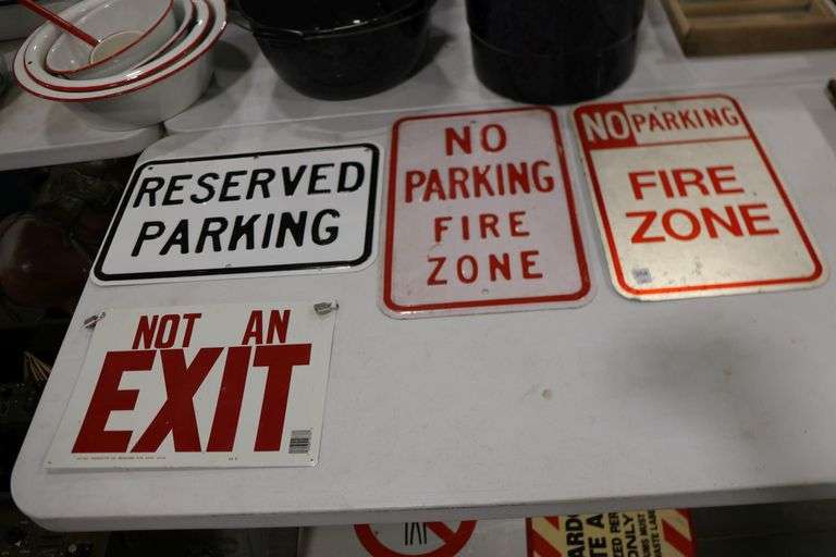 NO PARKING, RESERVED PARKING AND EXIT SIGN - Shackelton Auctions Inc.