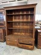 LARGE ANTIQUE OAK GENERAL STORE TWO PIECE CABINET 74"X26"X96 ...