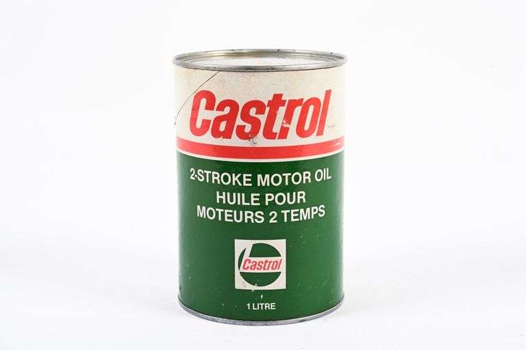 CASTROL 2-STROKE MOTOR OIL LITRE CAN - FULL - Shackelton Auctions Inc.