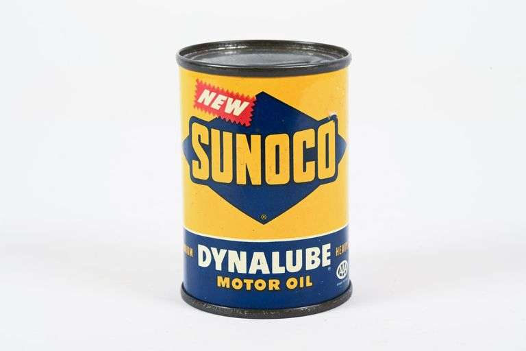 SUNOCO DYNALUBE HD MOTOR OIL 4 OZ CAN BANK - Shackelton Auctions Inc.