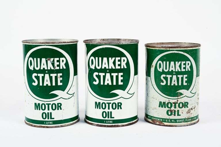THREE QUAKER STATE MOTOR OIL CANS - Shackelton Auctions Inc.