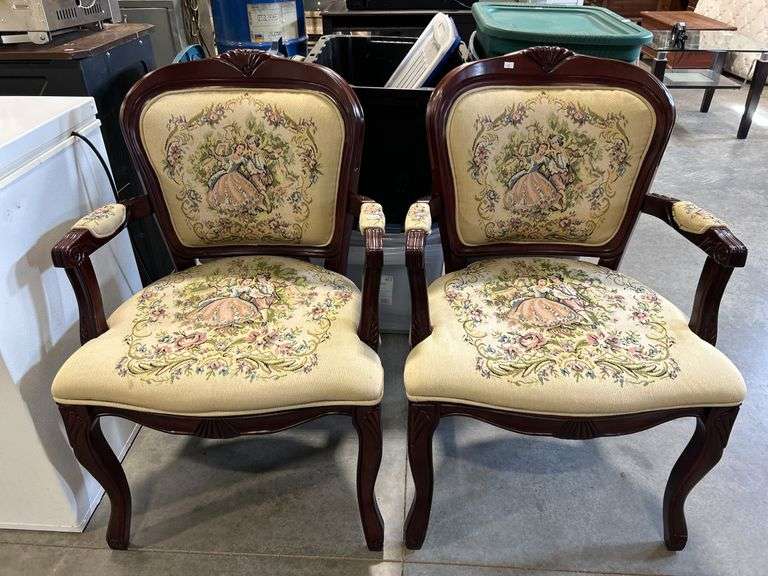 TWO NEEDLEPOINT ARM CHAIRS - Shackelton Auctions Inc.