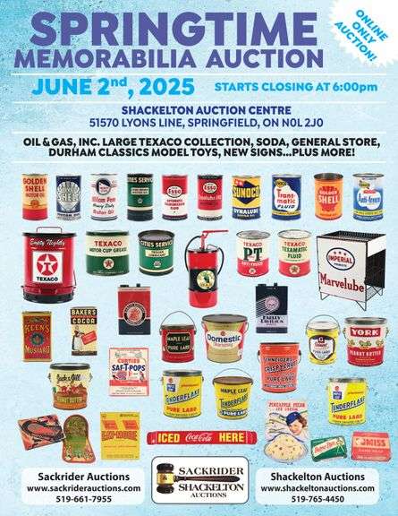 COLLECTABLE ONLINE AUCTION - Shackelton Auctions Inc.