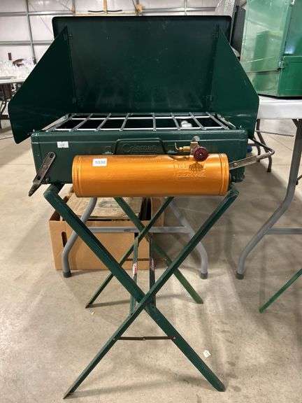 COLEMAN MODEL 4M TWO BURNER CAMP STOVE WITH TANK AND STAND - Shackelton ...