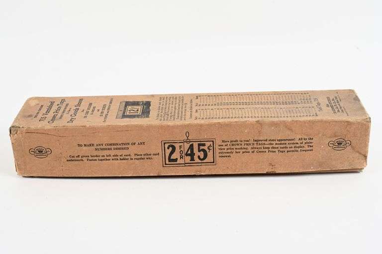 EARLY BOX OF CROWN PRICE TAGS - Shackelton Auctions Inc.