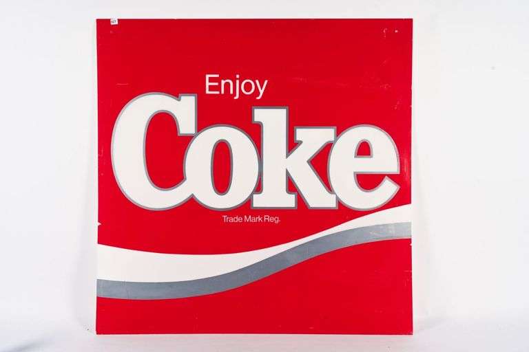 ENJOY COCA-COLA PLEXIGLASS SIGN PANEL - 45"X43" - Shackelton Auctions Inc.